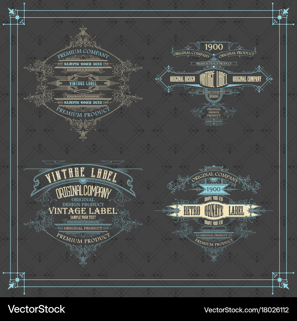 4 vintage typographic label premium Royalty Free Vector
