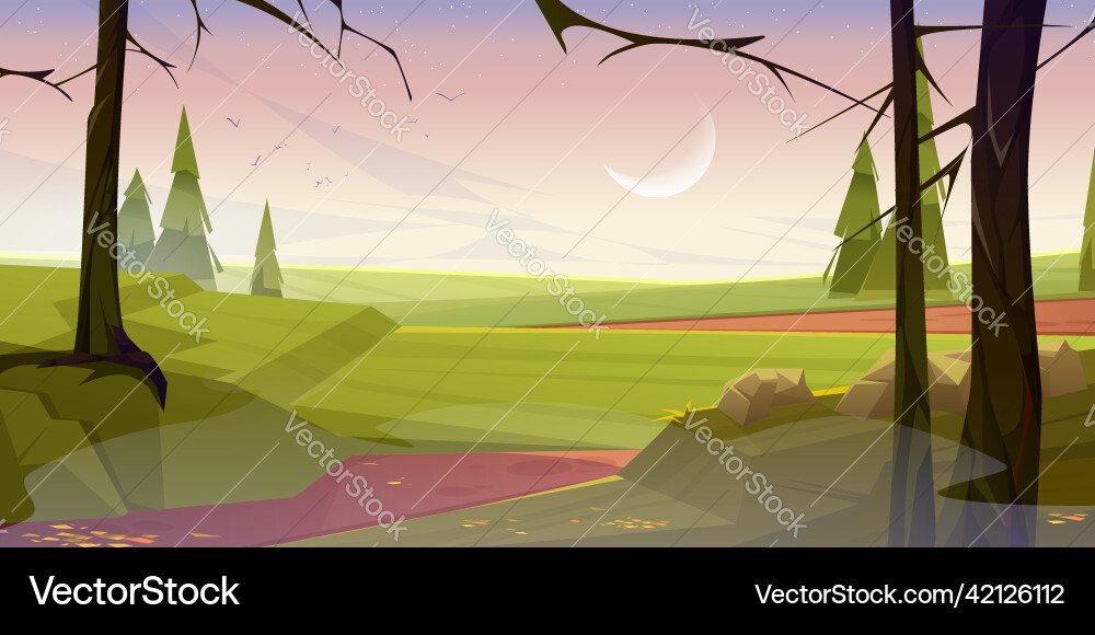 Autumn landscape in early morning Royalty Free Vector Image