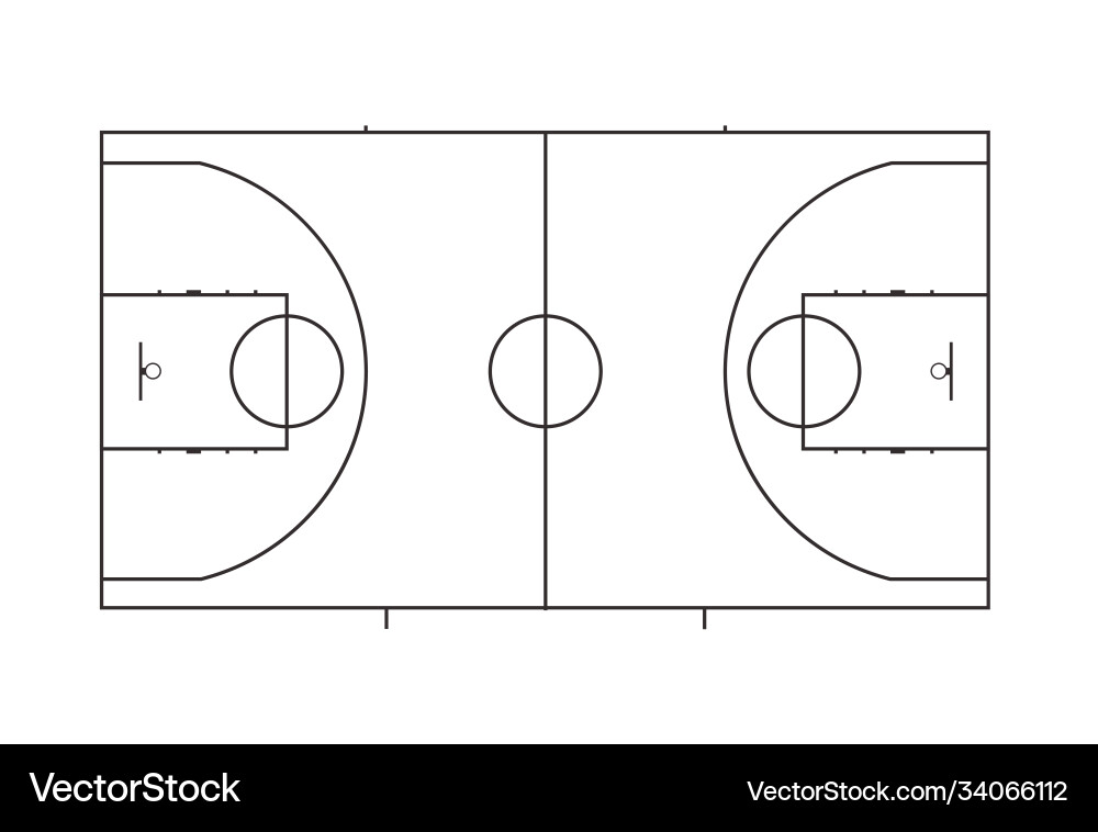 Basketball Court Layout - Planansicht Lizenzfreier Vektor