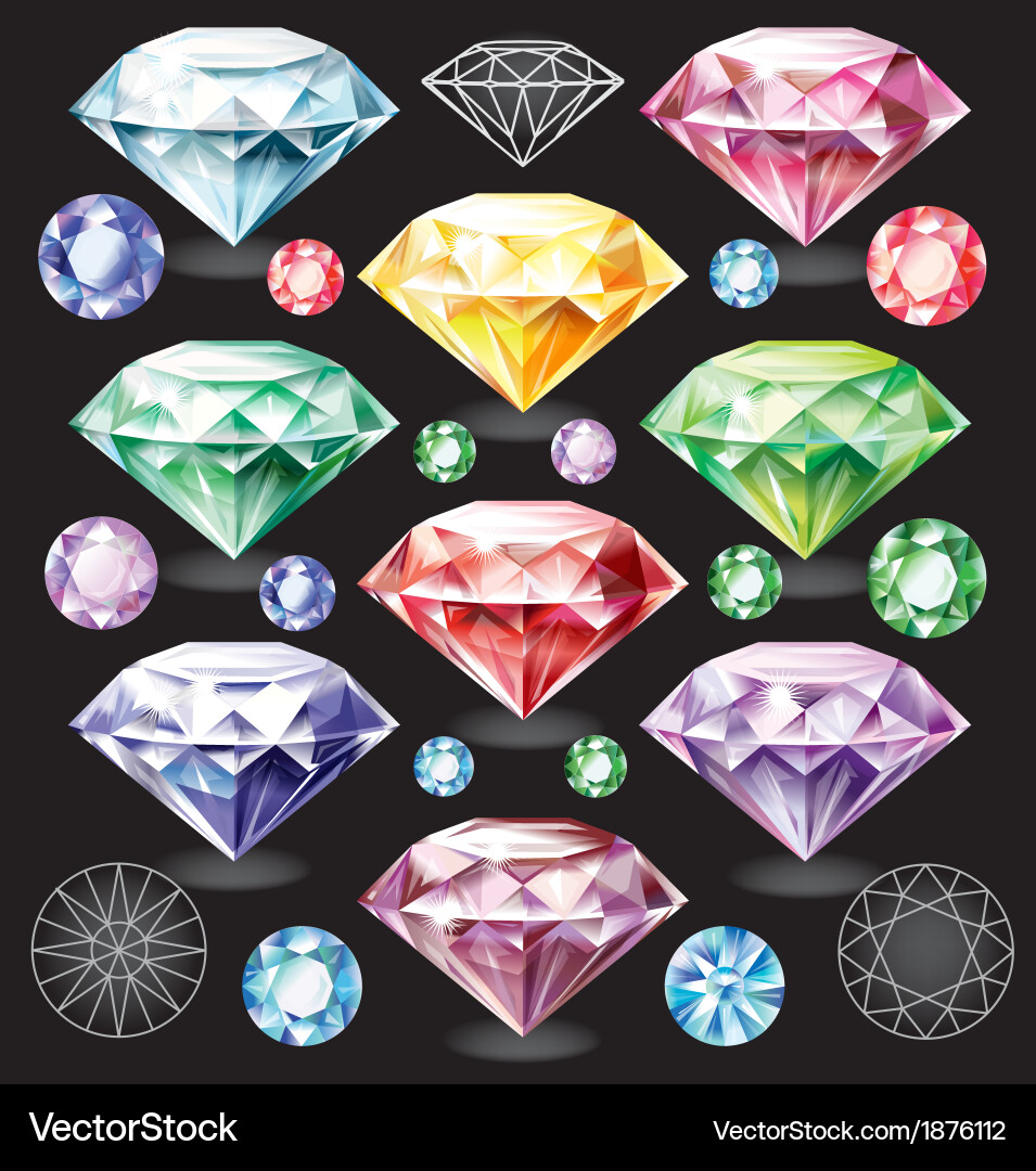 Colorful Diamond Jewel Set Royalty Free Vector Image