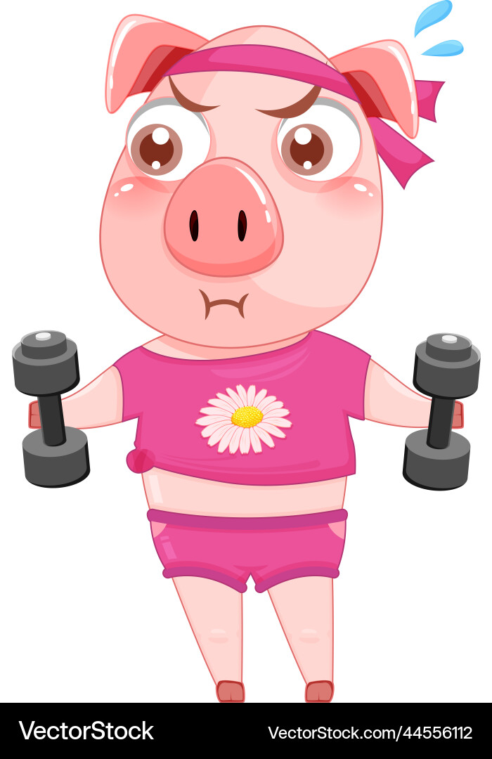 Cute pig cartoon character working out Royalty Free Vector