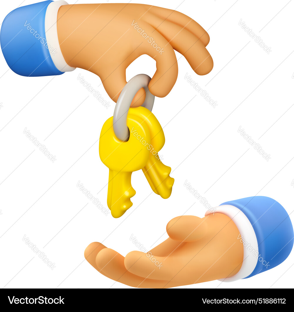 Giving keys in hand icon Royalty Free Vector Image