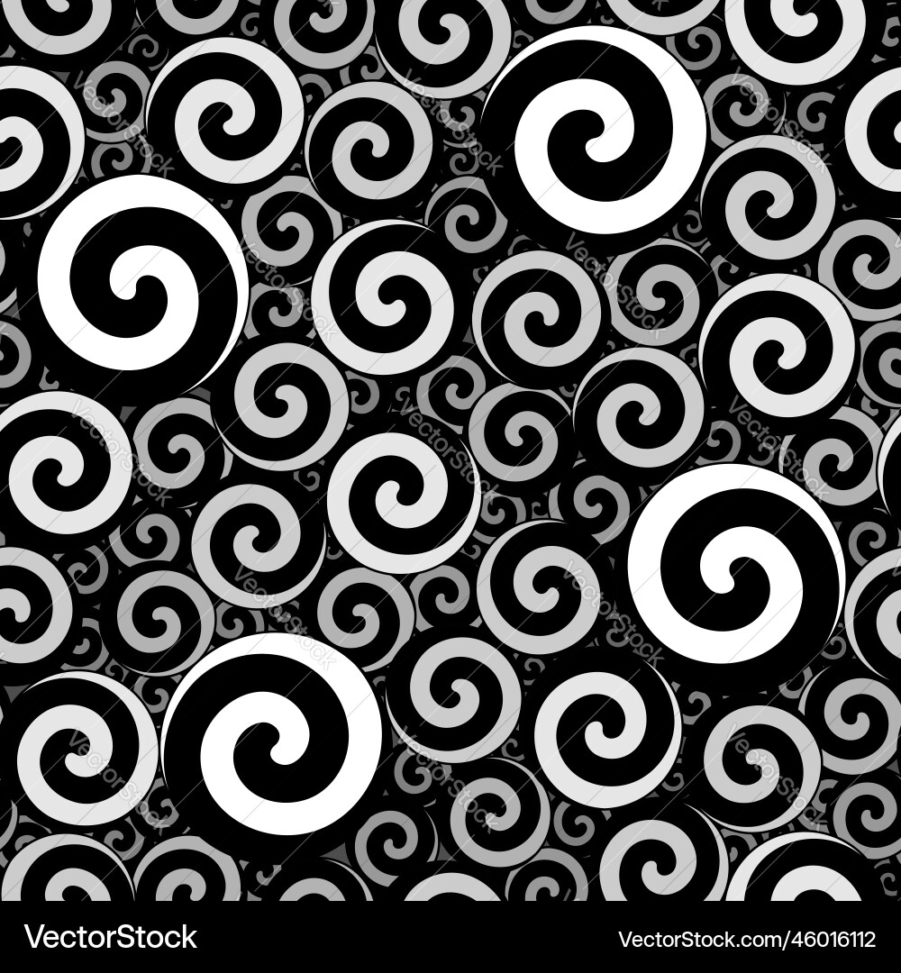 Seamless pattern with black and white swirls Vector Image