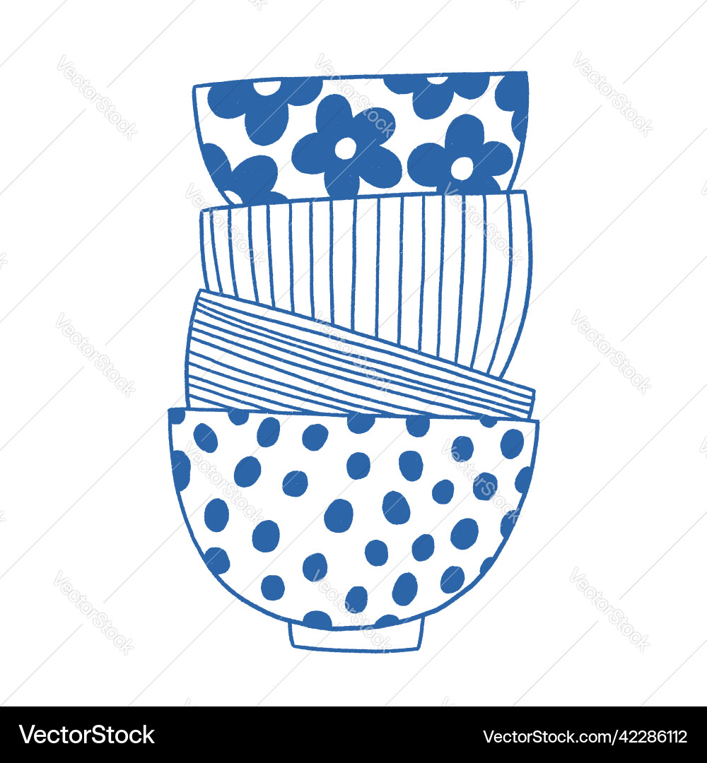Traditional japanese ceramic plates Royalty Free Vector