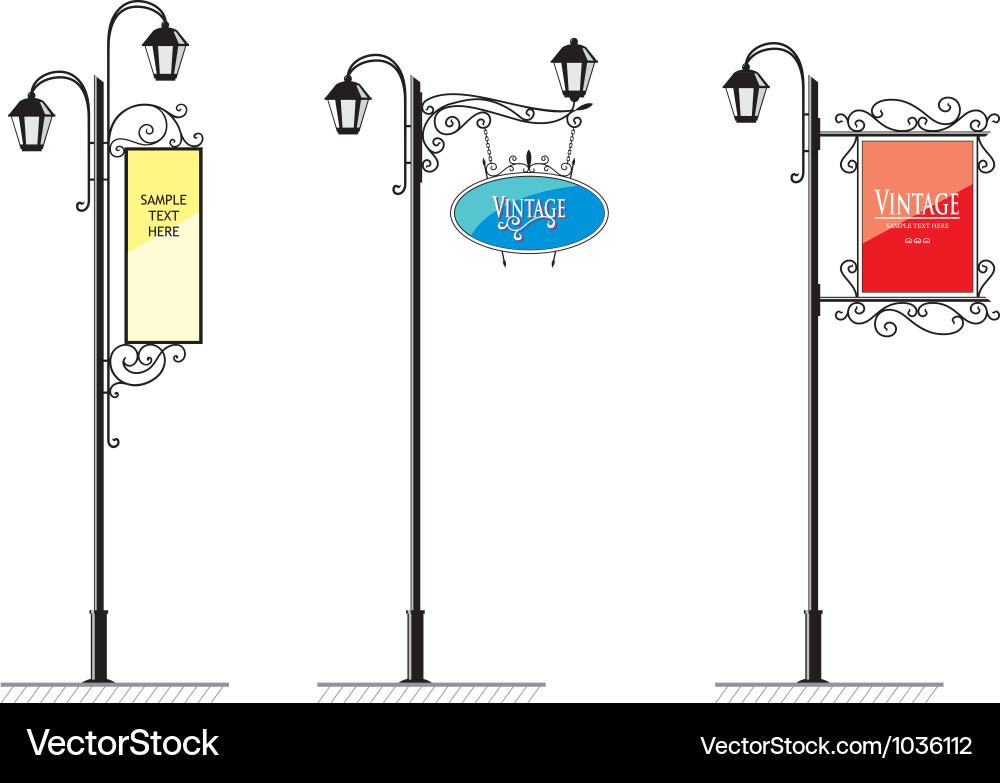 Vintage lamp post sign Royalty Free Vector Image