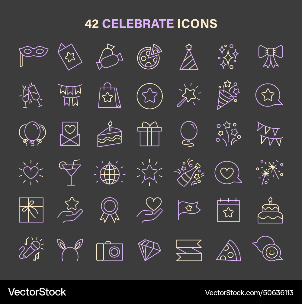A collection of 42 unique celebration-themed Vector Image