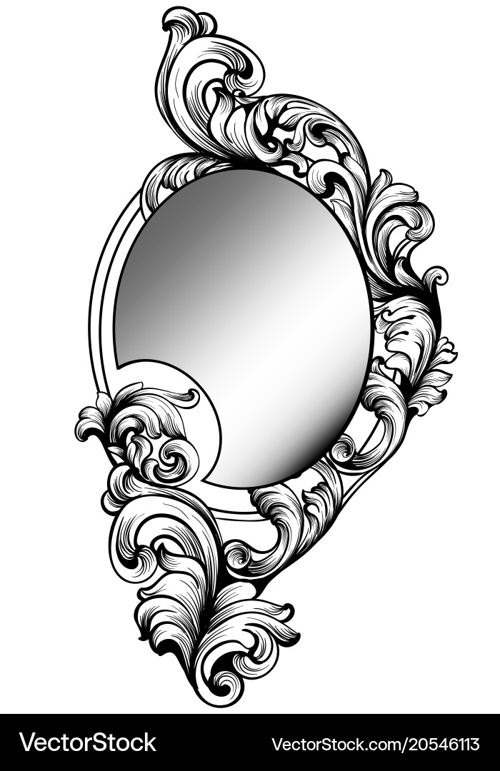 Baroque round mirror frame imperial decor Vector Image