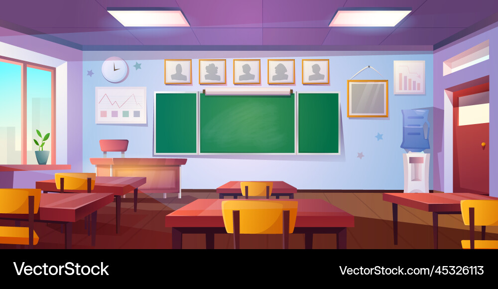Cartoon empty classroom interior with blackboard Vector Image