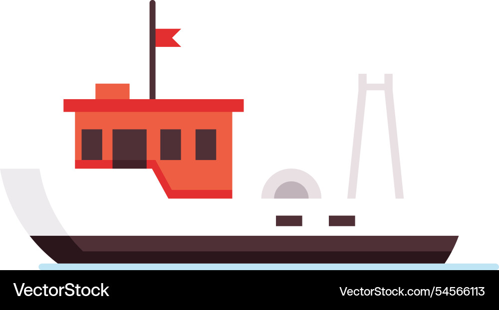 Fishing boat with red cabin white hull and a Vector Image
