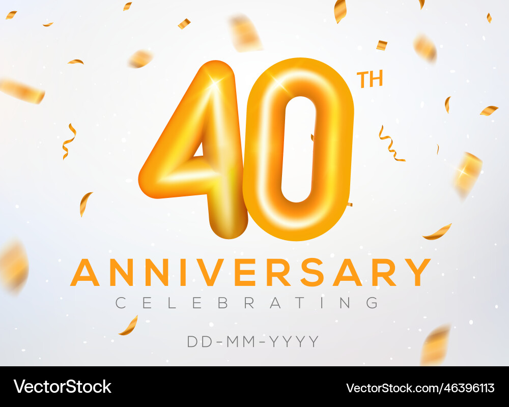 Golden 40th Anniversary Celebration Royalty Free Vector