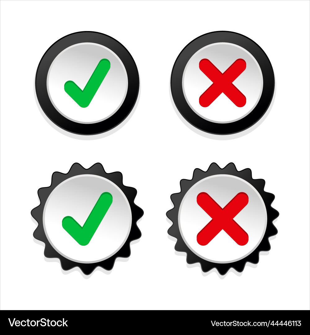 Green check mark icon and red cross simple – Royalty-Free Vector ...