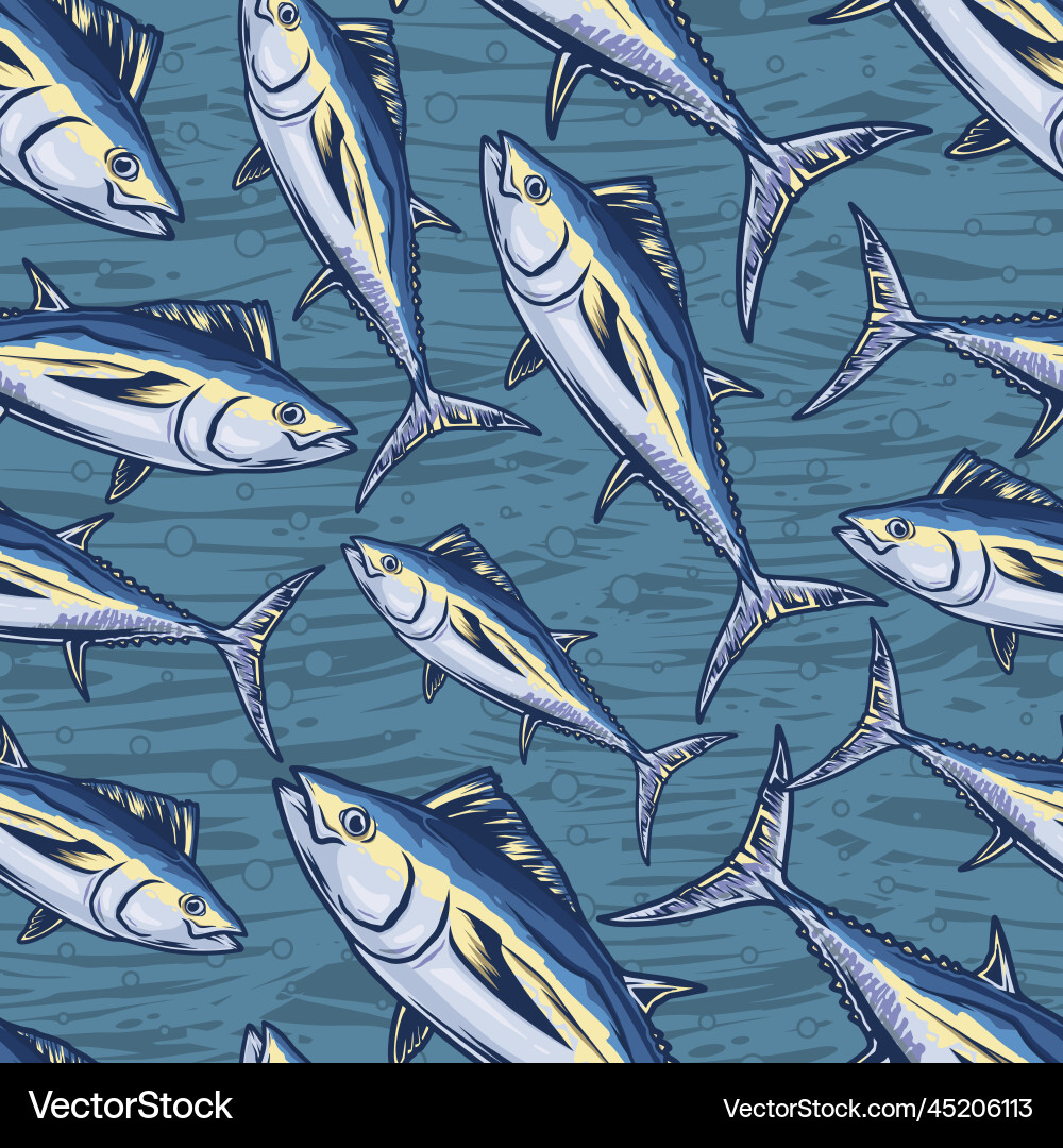 Marine tuna colorful pattern seamless Royalty Free Vector
