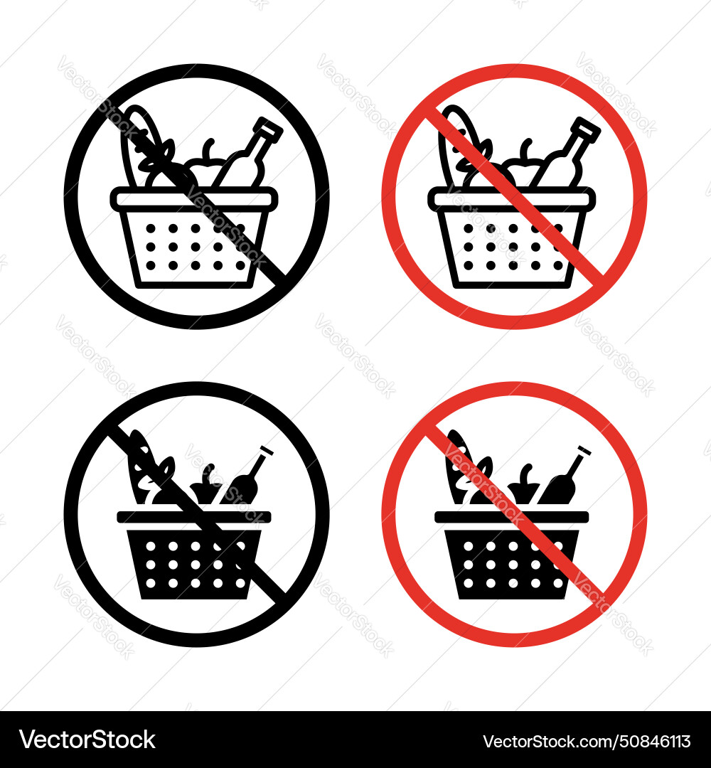 Picnics are prohibited sign icon set forbidden Vector Image