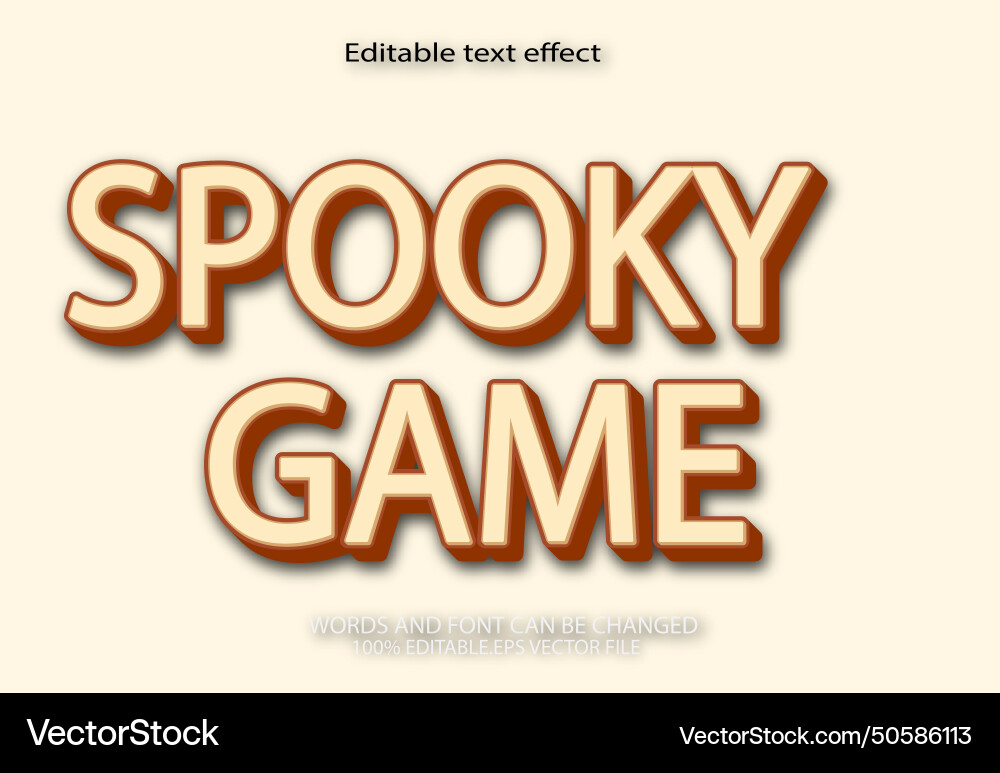 Spooky game editable text effect cartoon style Vector Image