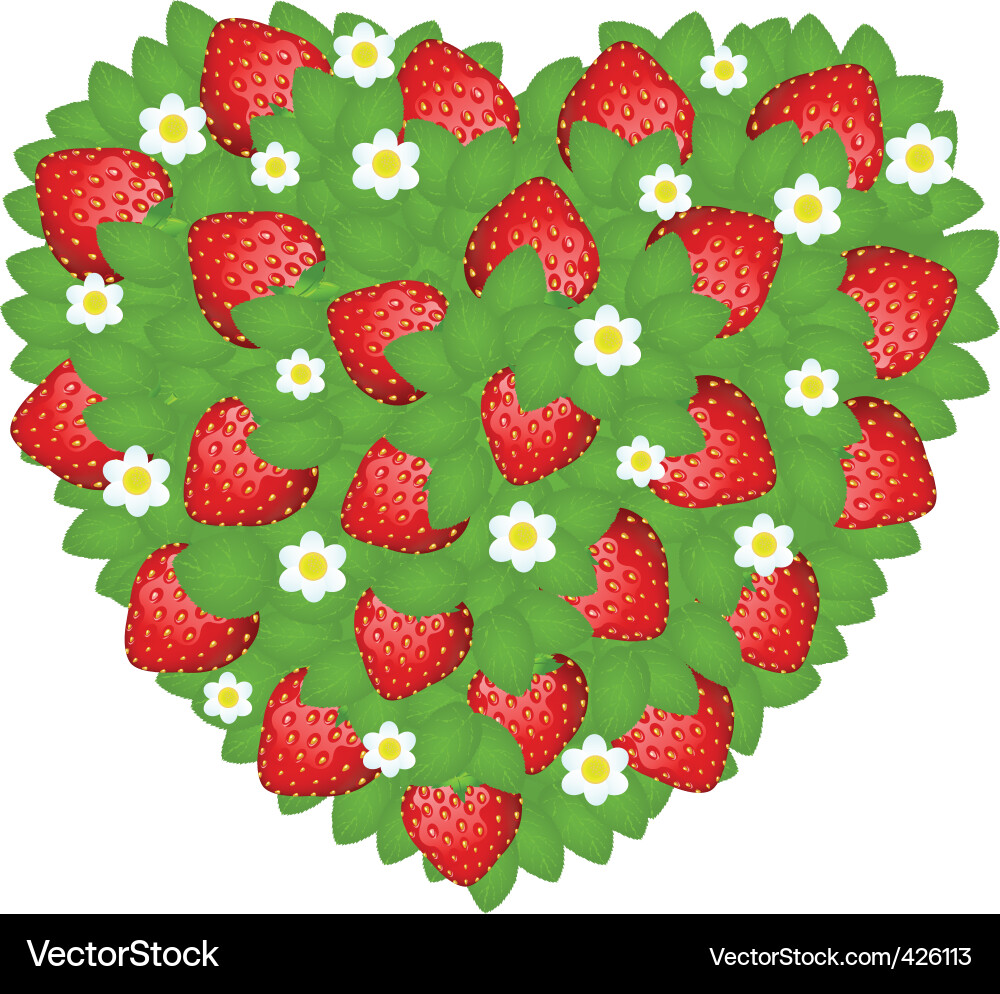 Strawberry heart Royalty Free Vector Image - VectorStock