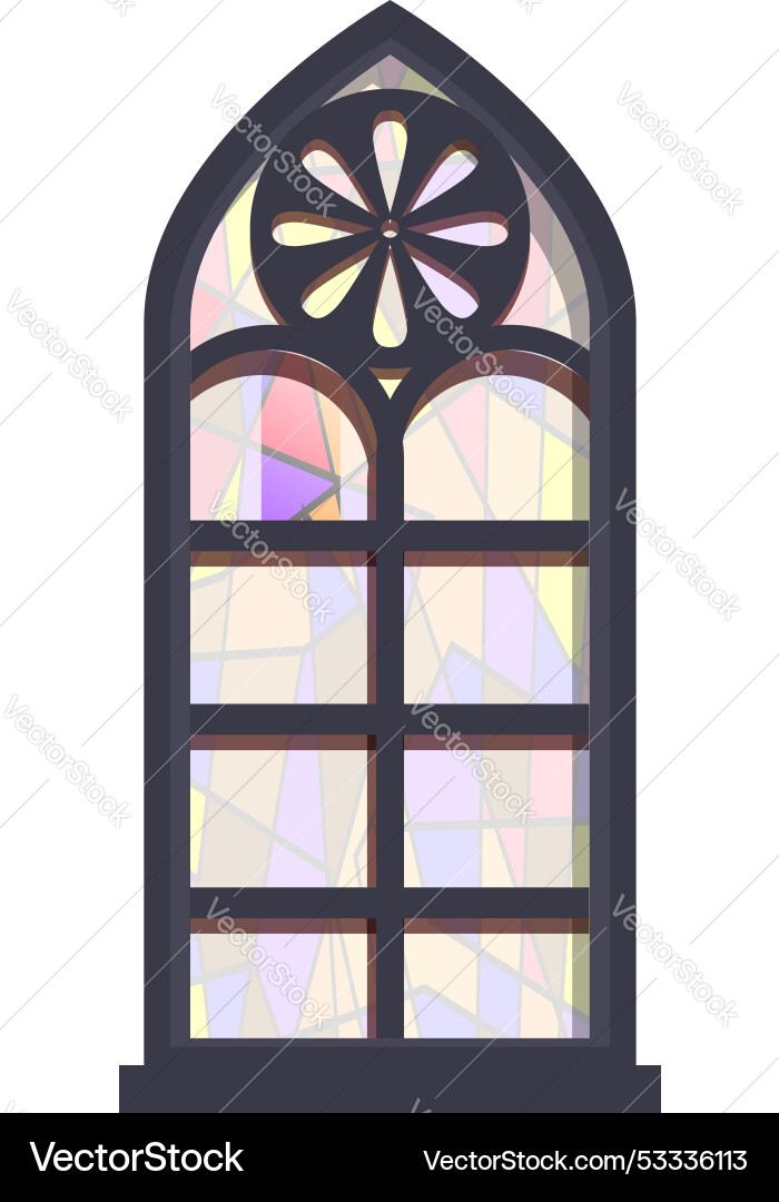 Tall arched church window with stained glass – Royalty-Free Vector ...