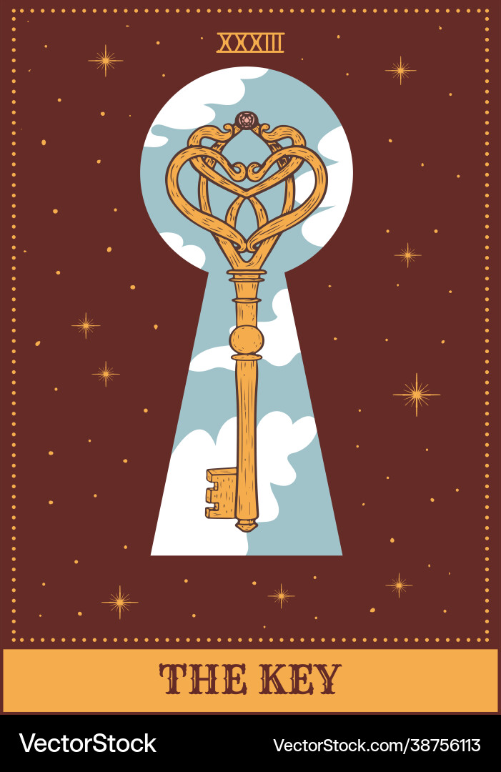 Tarot card key occult fortune telling Royalty Free Vector