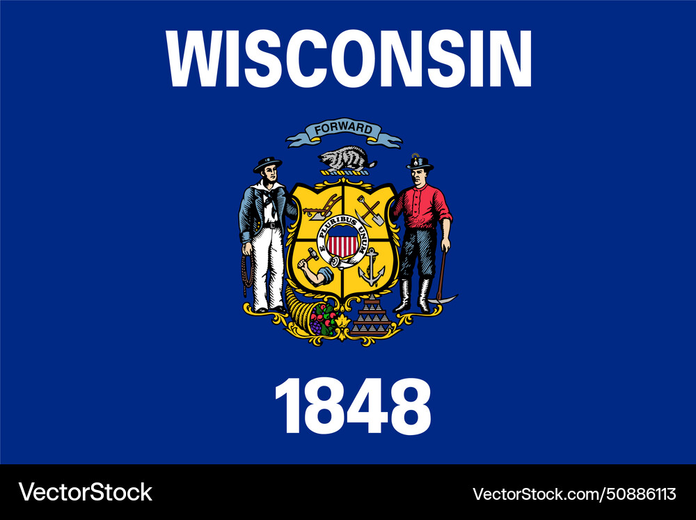 Wisconsin flag Royalty Free Vector Image - VectorStock