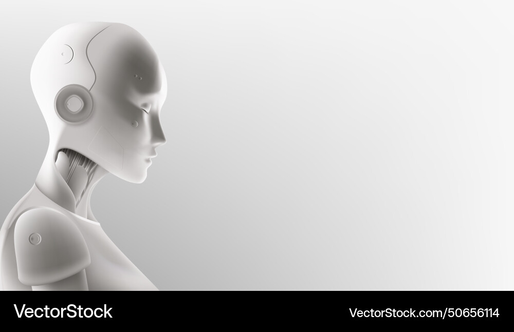3d white robot girl isolated with copy space Vector Image