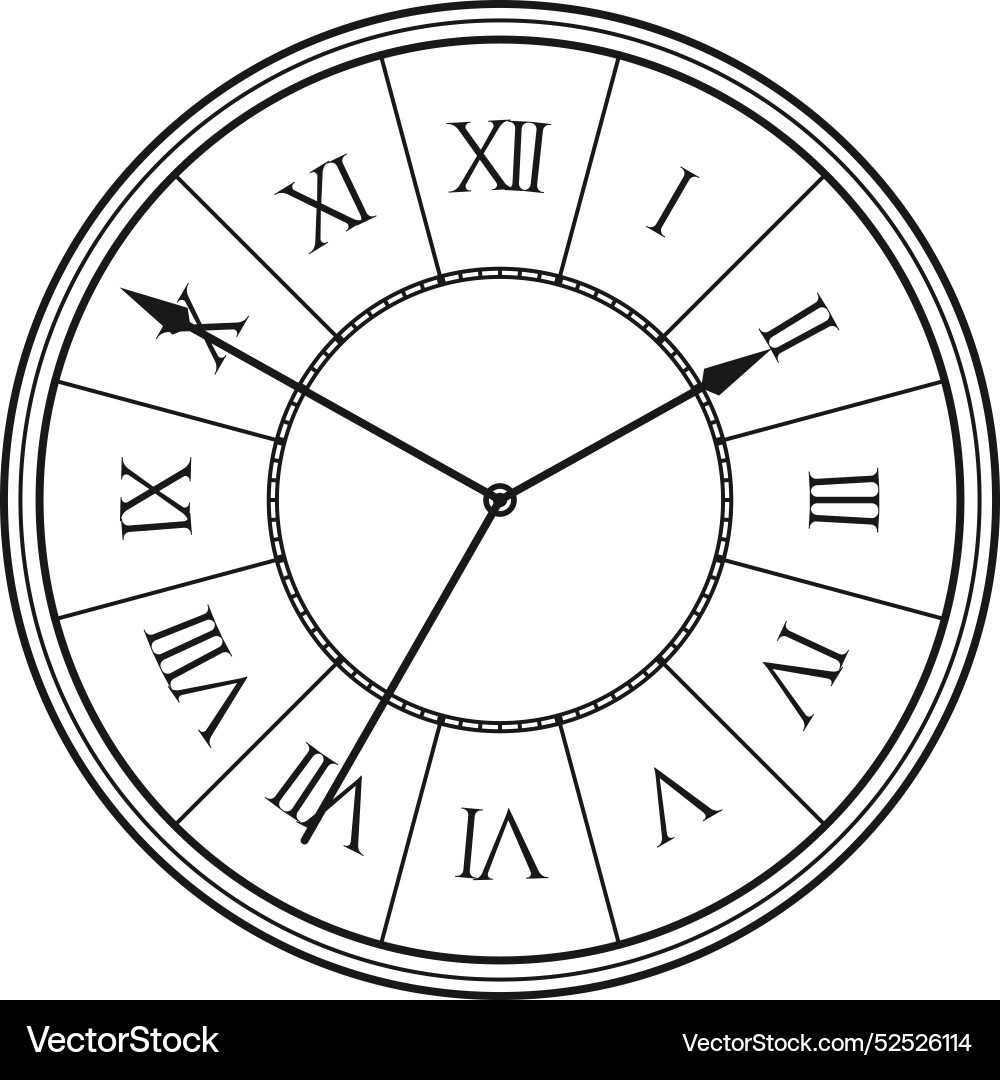 Antique clock wall time watch round face Vector Image