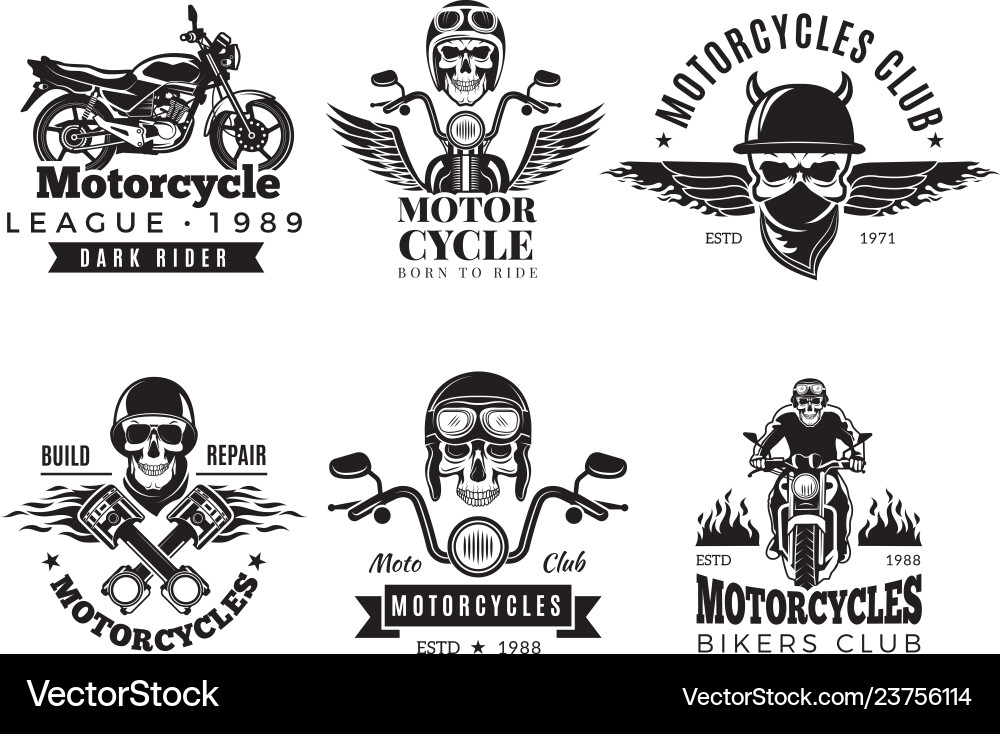 Biker labels vintage custom motorcycle Royalty Free Vector