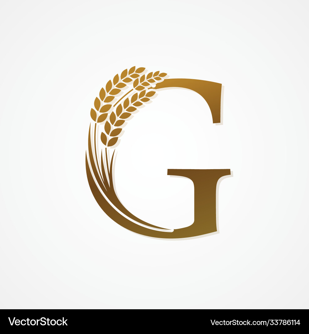 Gold letter with rice for logo design Royalty Free Vector