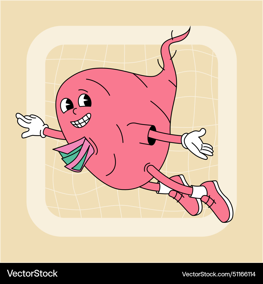 Vintage groovy beetroot character Royalty Free Vector Image