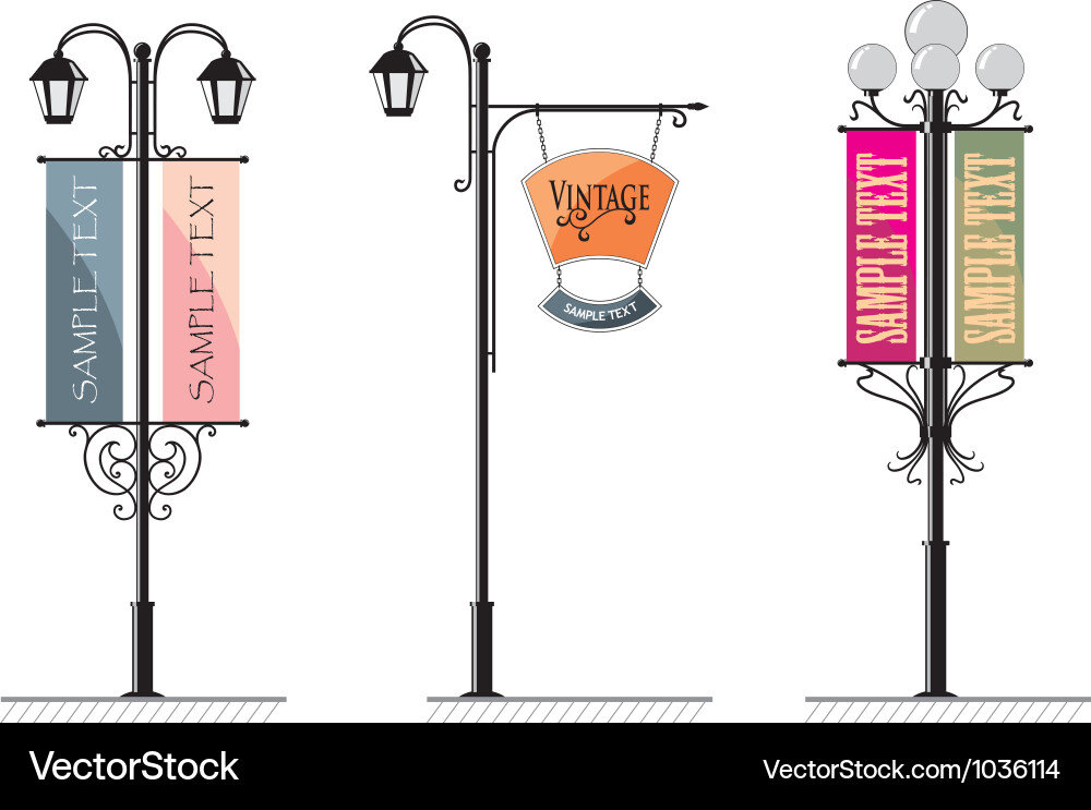 Vintage lamp post signs Royalty Free Vector Image