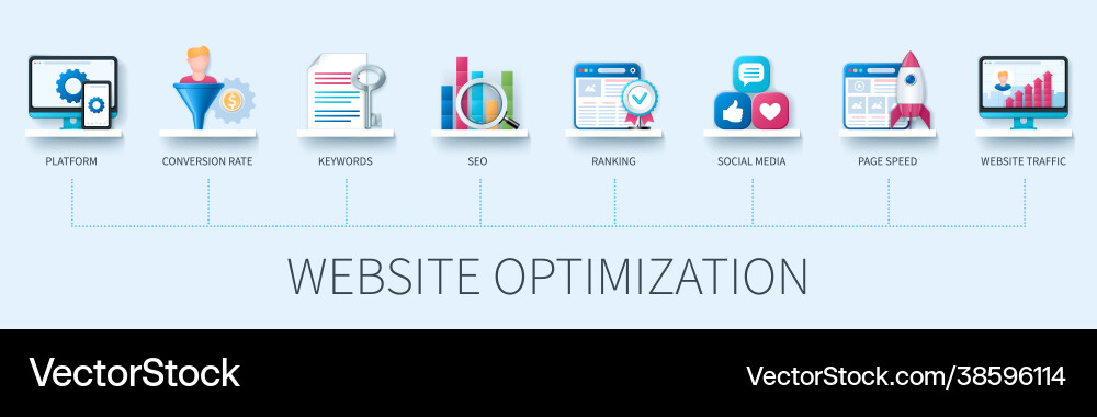 Website optimization infographic in 3d style Vector Image