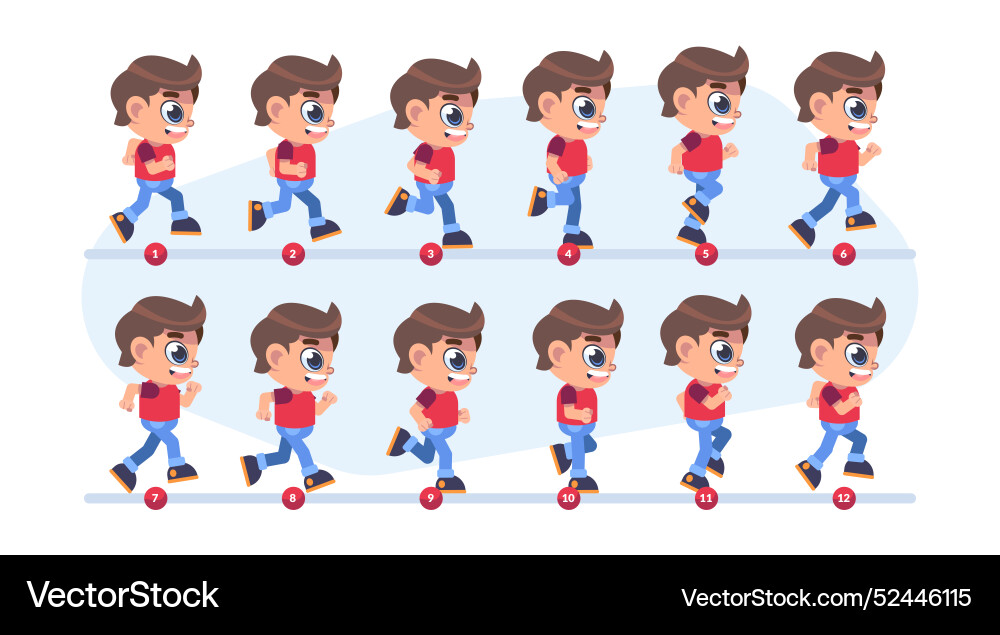 Cartoon character animation frames Royalty Free Vector Image