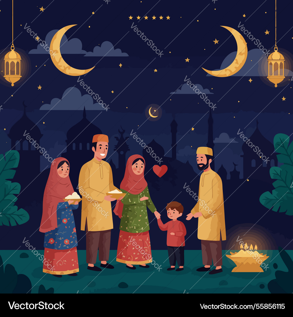 Celebrating ramadan family gathering Royalty Free Vector