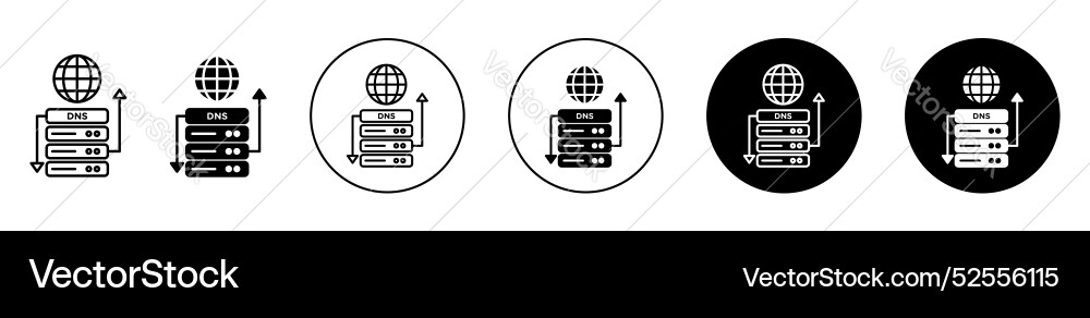 Dns icon set on white background Royalty Free Vector Image