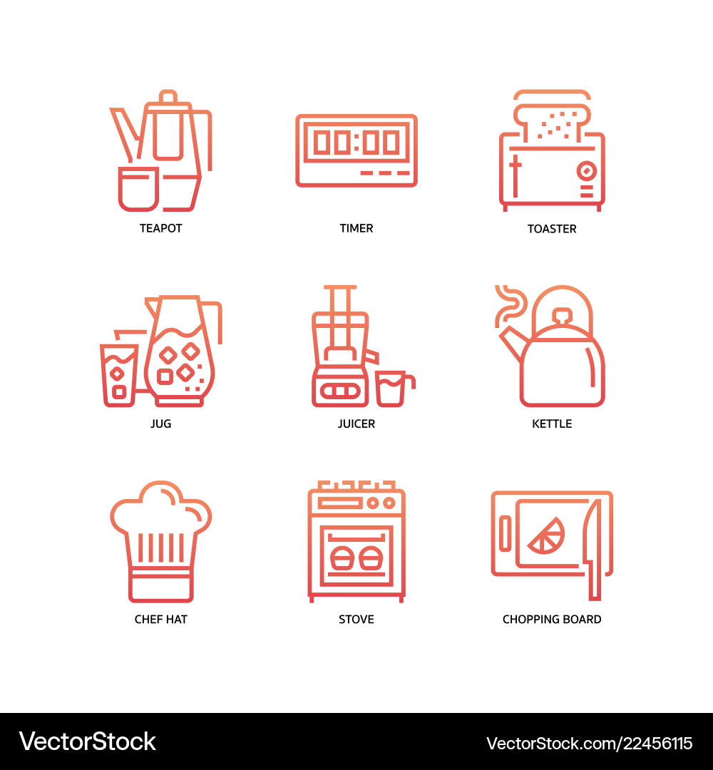 Kitchen and cookware icons Royalty Free Vector Image
