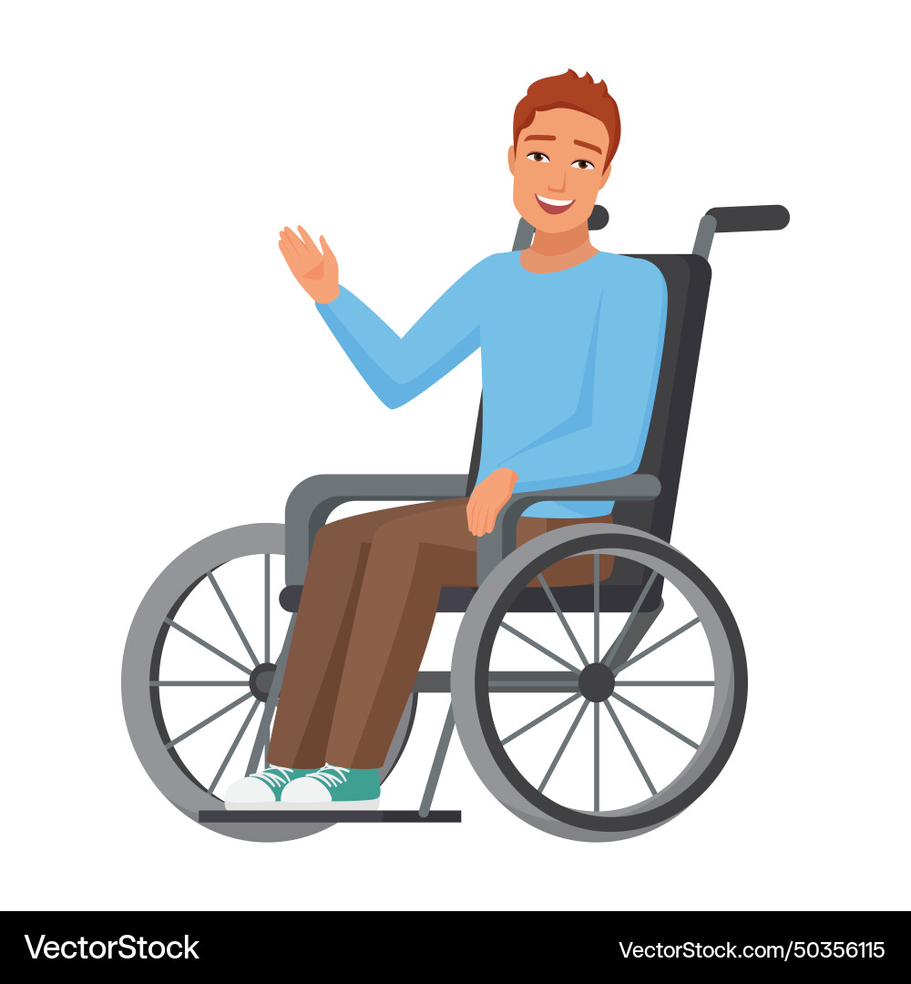 Male character using wheelchair Royalty Free Vector Image