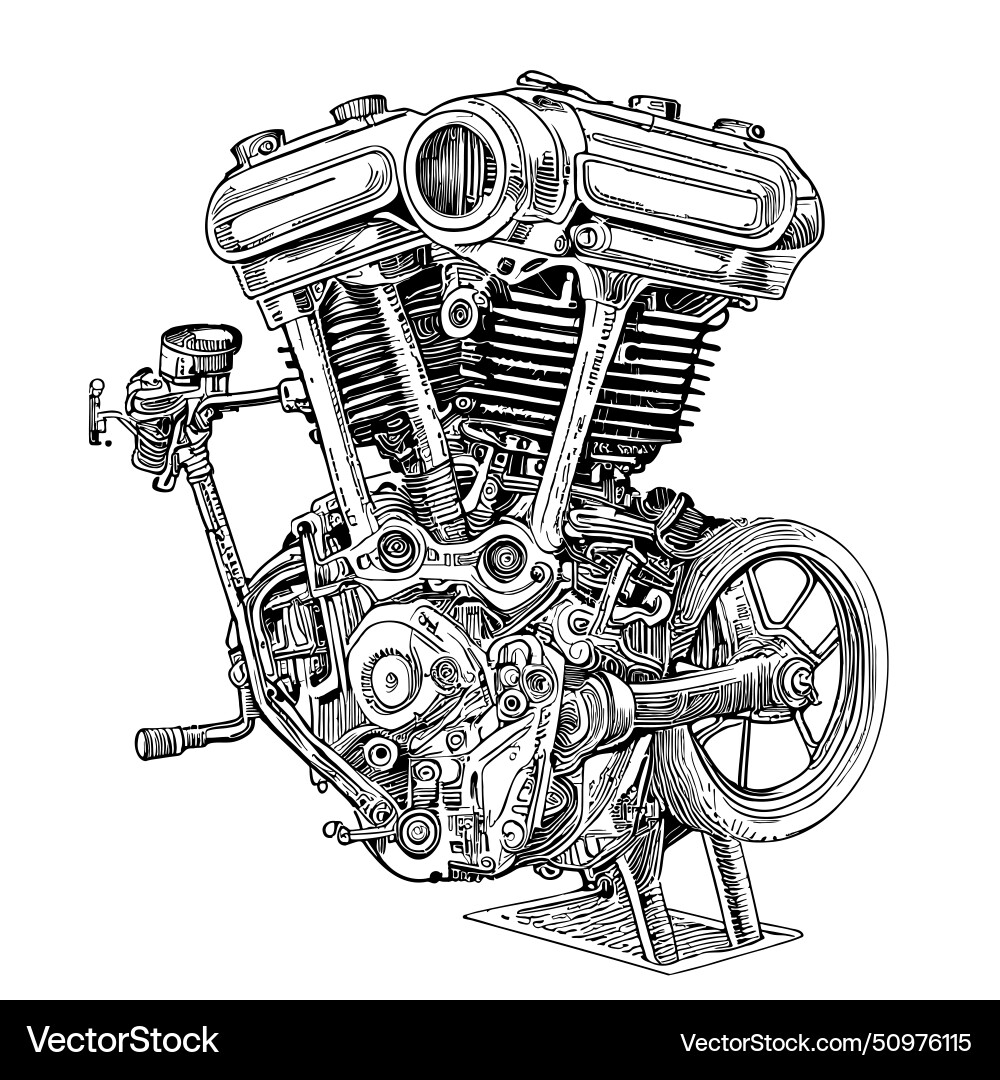 Motorcycle motor hand drawn sketch transport Vector Image
