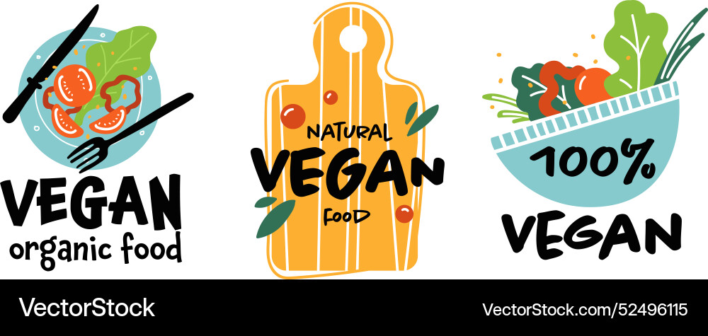 Organic vegan food label design Royalty Free Vector Image