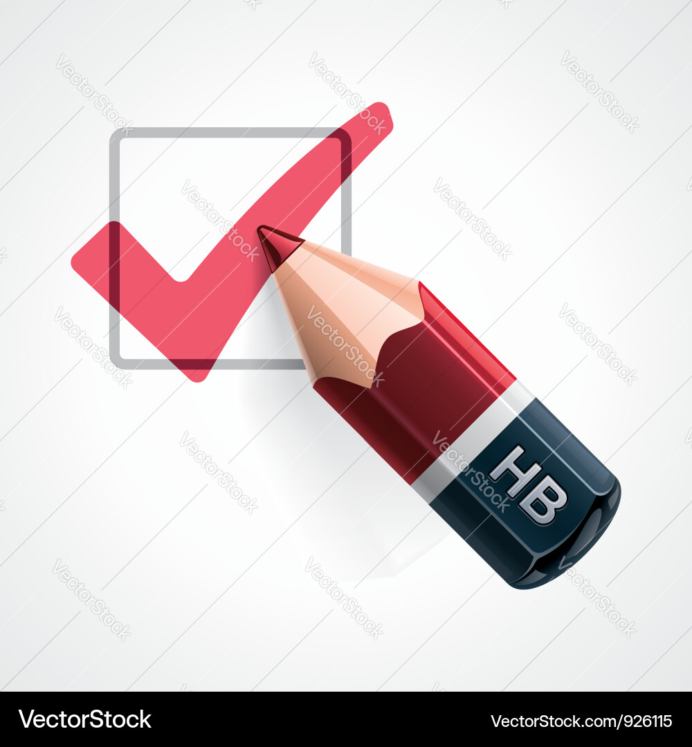 Pencil and tick mark icon Royalty Free Vector Image