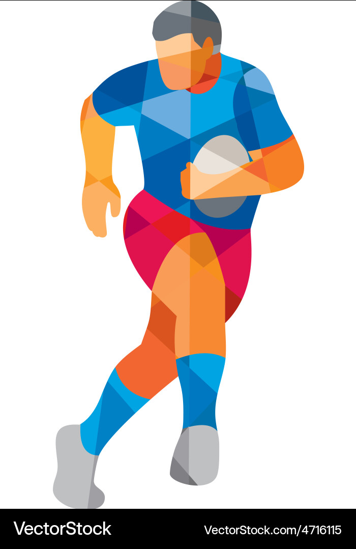 Rugby player running low polygon Royalty Free Vector Image