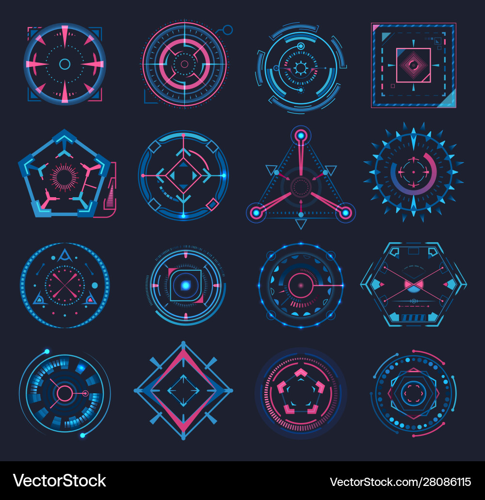 Set isolated aim or game crosshair target Vector Image
