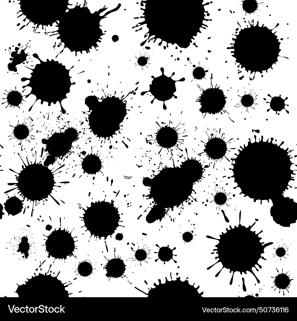 Black ink splatter seamless pattern artistic Vector Image