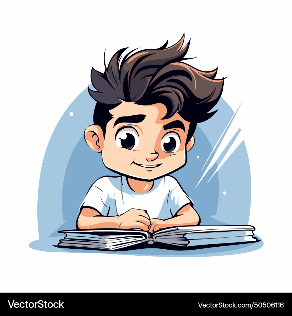 Boy reading a book Royalty Free Vector Image - VectorStock
