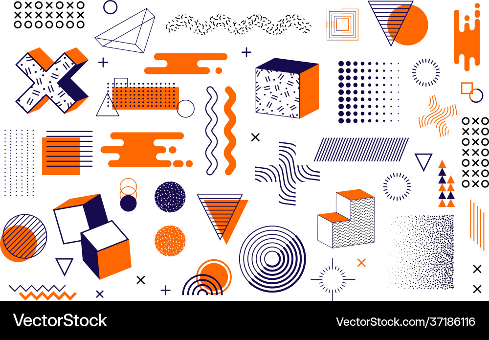 Memphis Geometric Retro Royalty Free Vector Image