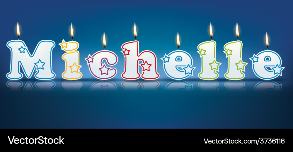 Michelle written with burning candles Royalty Free Vector