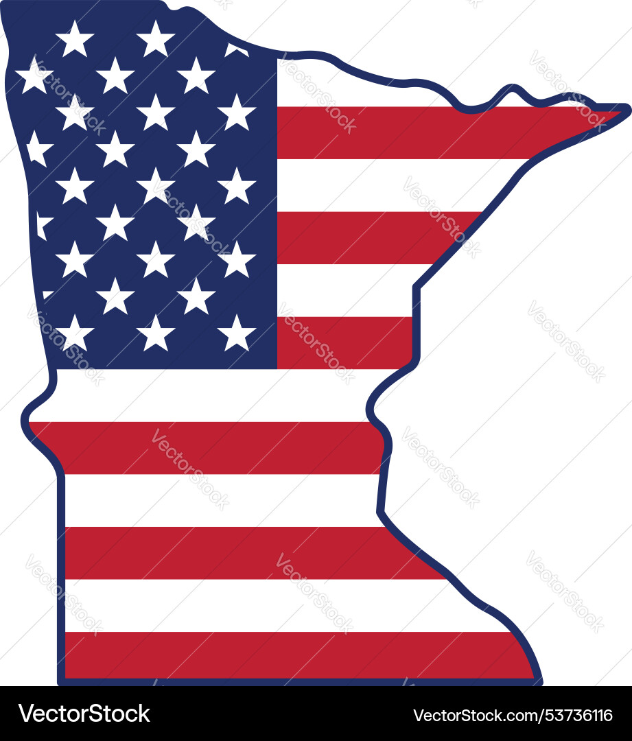 Minnesota mn state map shape with usa flag Vector Image