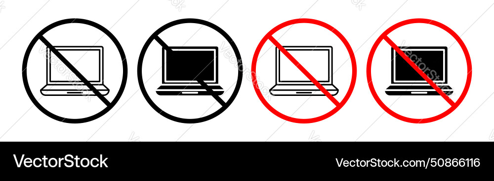 No laptop sign forbidden pc symbol Royalty Free Vector Image