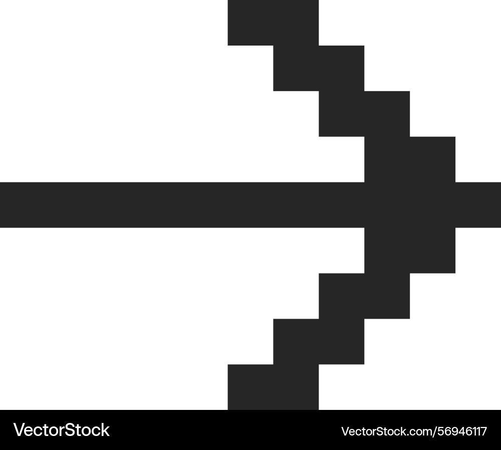 Black pixelated arrow pointing left against Vector Image