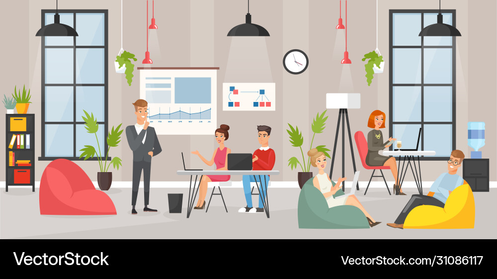 Coworking space area cartoon Royalty Free Vector Image