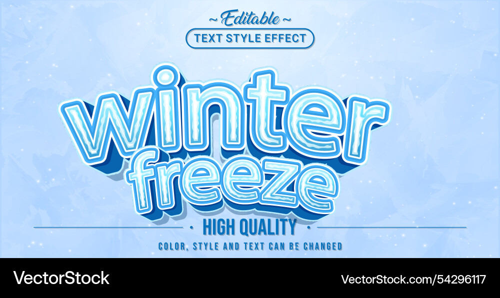 Editable text style effect - winter freeze Vector Image