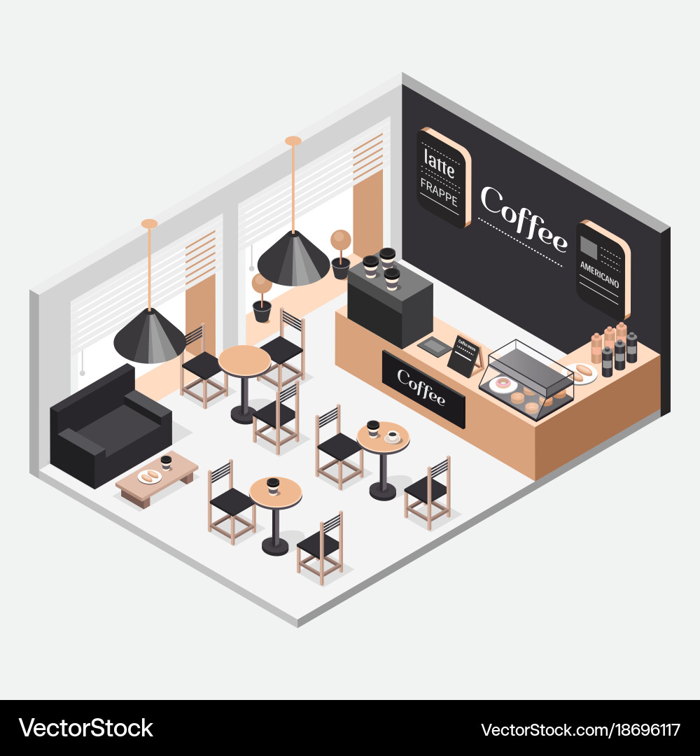 Interior of coffee shop Royalty Free Vector Image