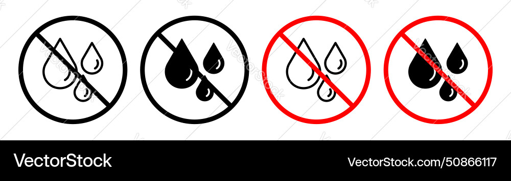 No leakage sign icon set caution against water Vector Image